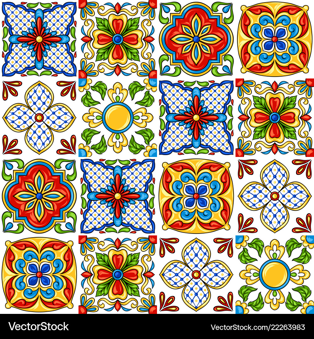Mexican Talavera Tile Pattern Royalty Free Vector Image
