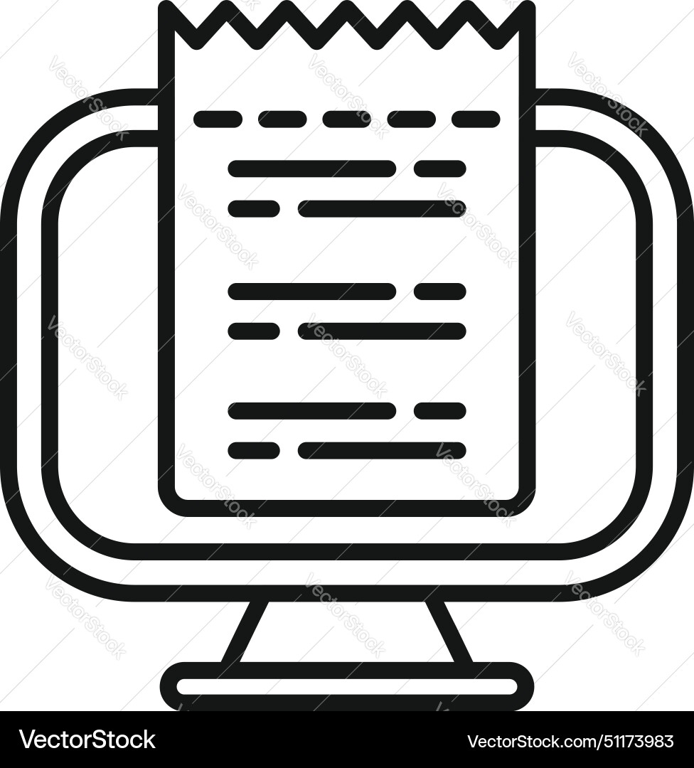 Online computer payment bill icon outline Vector Image