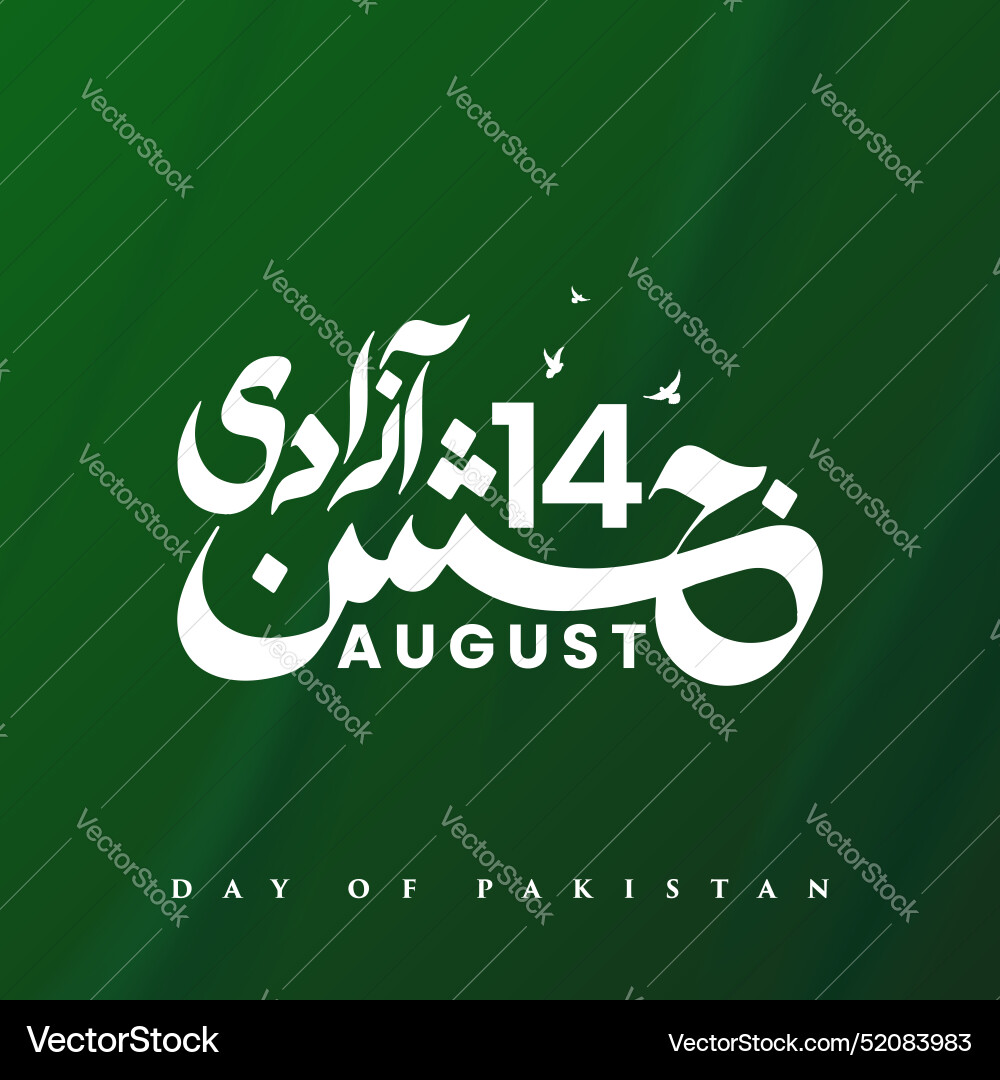 Pakistan independence day typography in urdu Vector Image