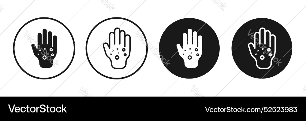 Rash hand icon set black filled and outlined style