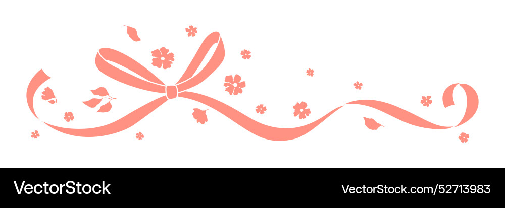Ribbon with bow and flowers beautiful decorative Vector Image