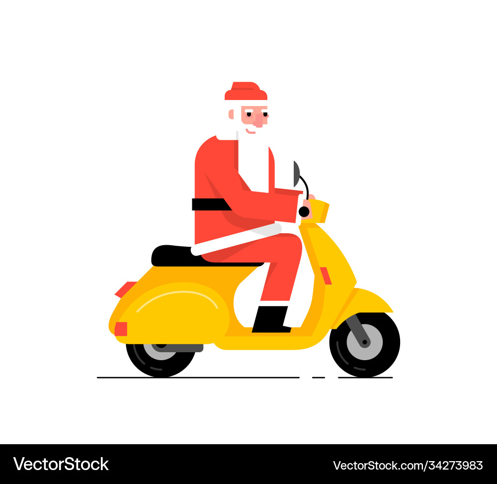 Santa Riding Scooter Royalty Free Vector Image