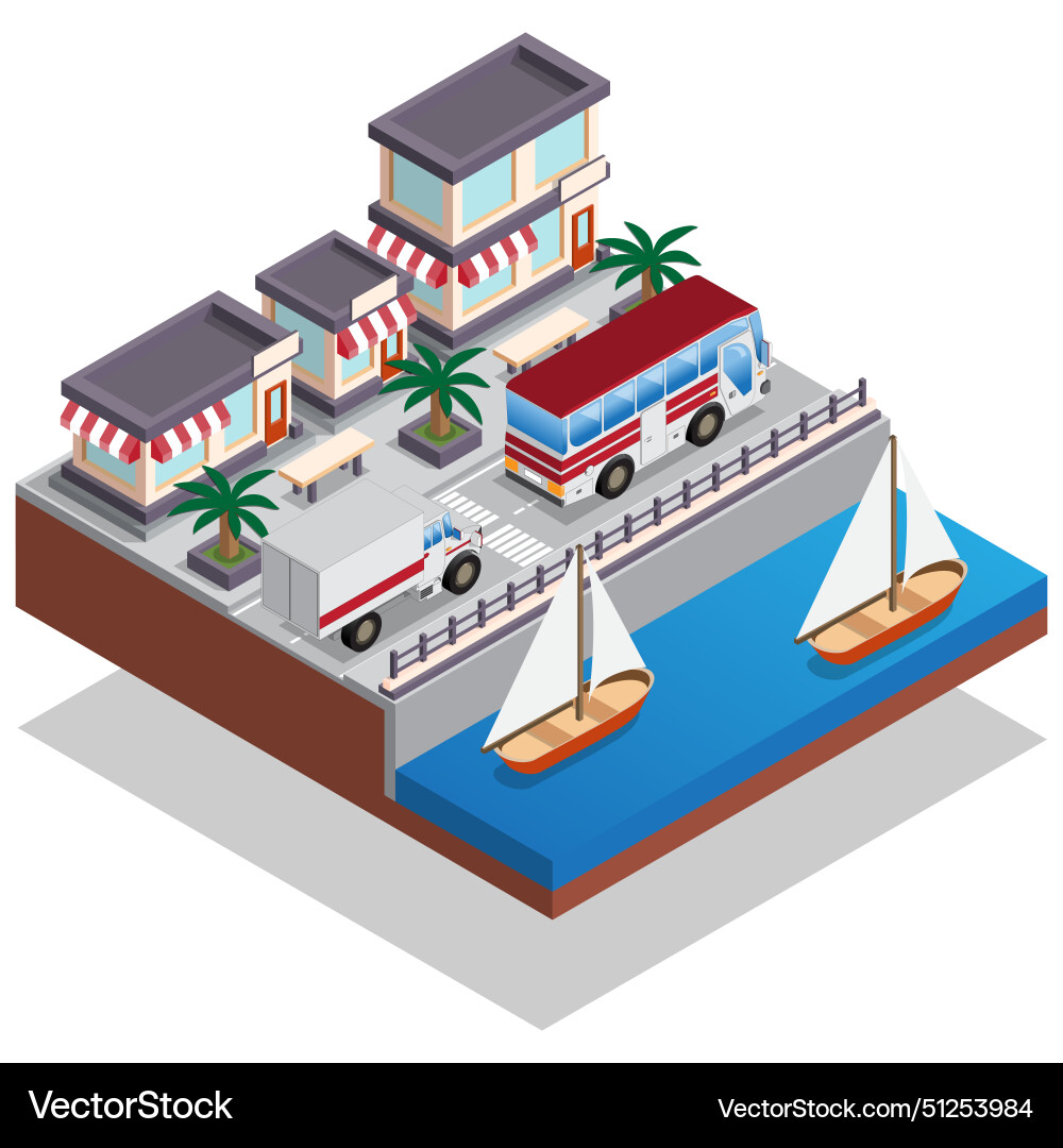 City embankment Royalty Free Vector Image - VectorStock