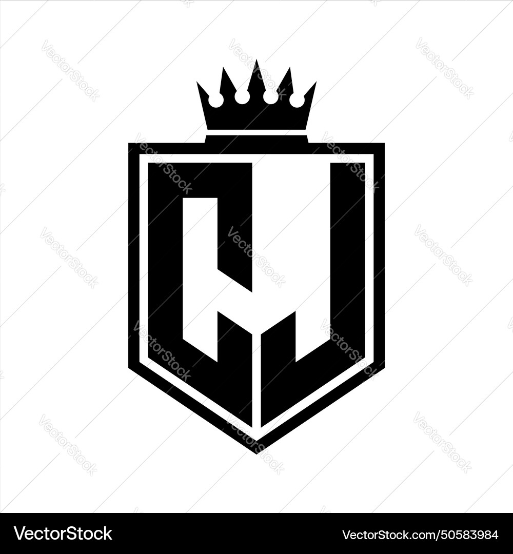 Cj logo monogram bold shield geometric shape Vector Image