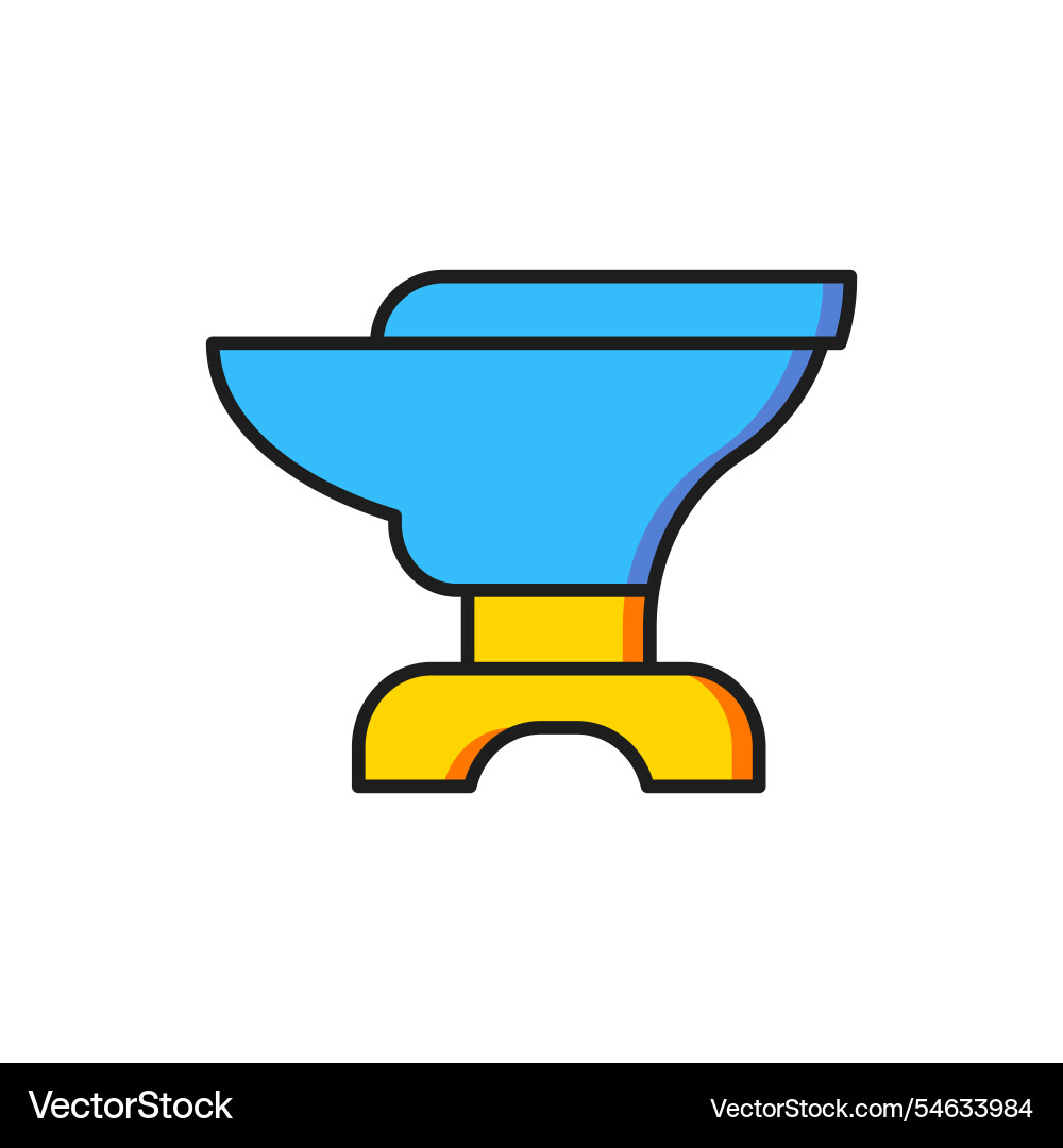 Color anvil for blacksmithing and hammer icon Vector Image