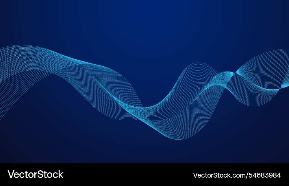 Geometric curved lines in gradient blue tones Vector Image