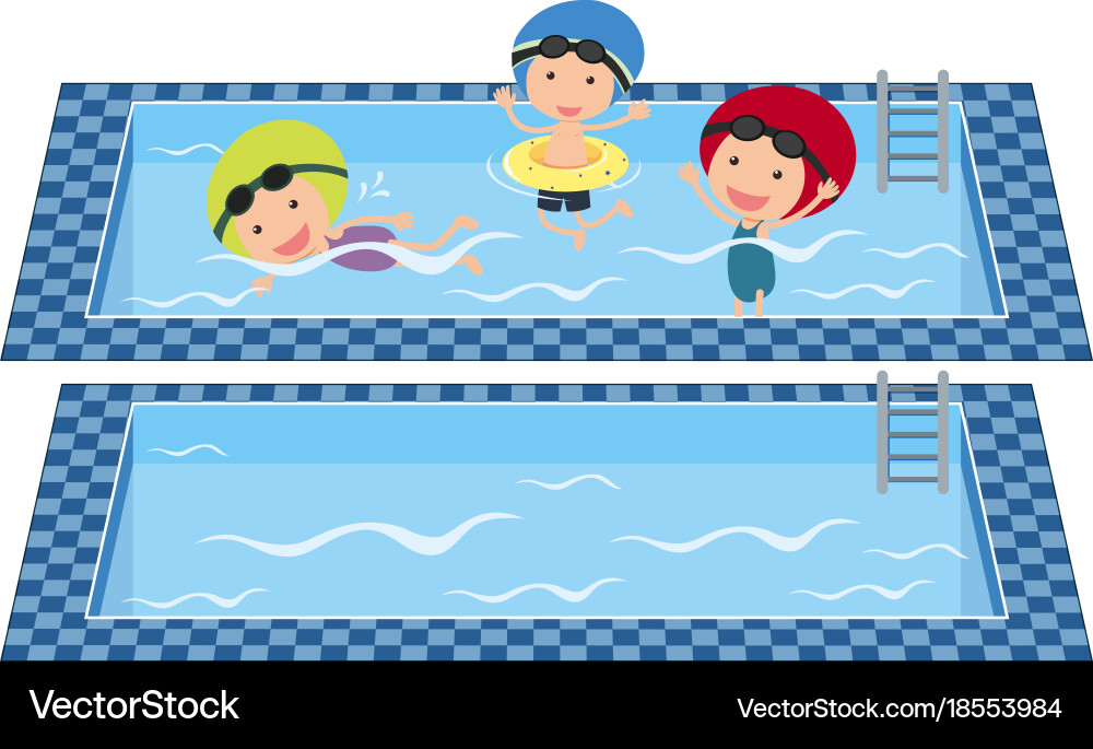 Kids swimming in pool Royalty Free Vector Image