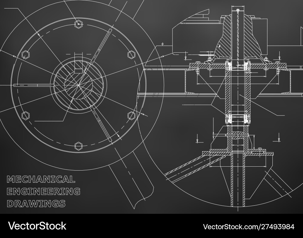 Mechanical engineering drawing black background Vector Image