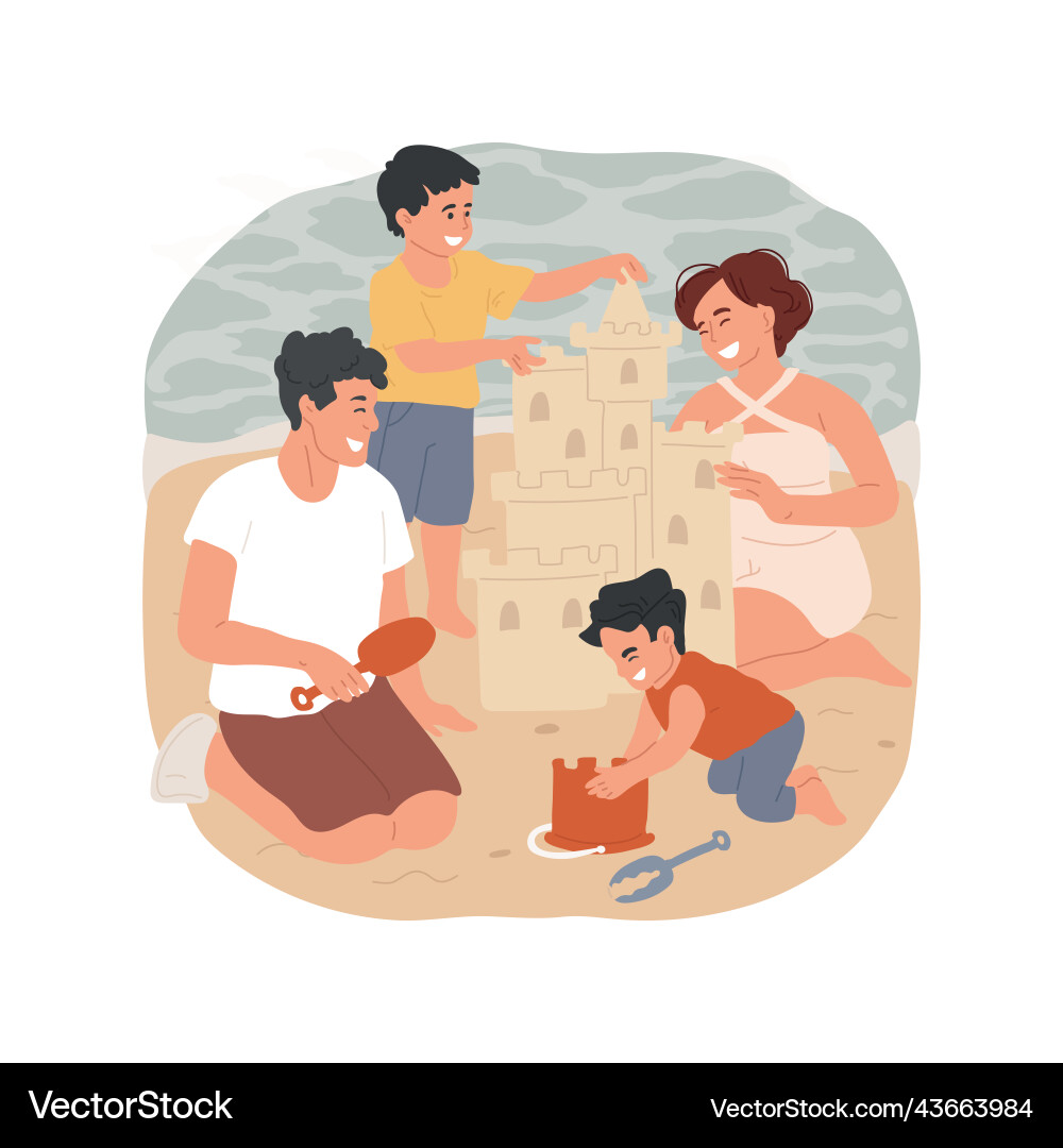 Sandcastle isolated cartoon Royalty Free Vector Image
