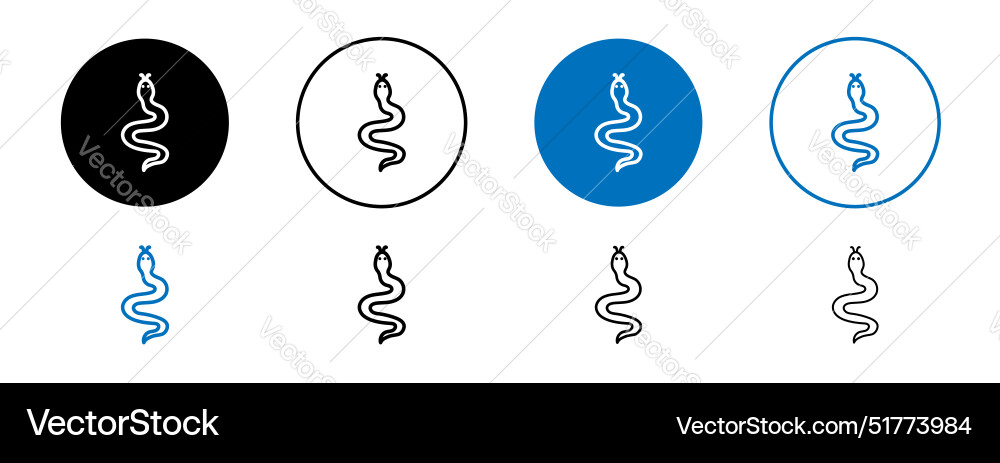 Snake icon set black filled and outlined style Vector Image