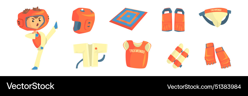 Taekwondo fight and martial arts object Royalty Free Vector