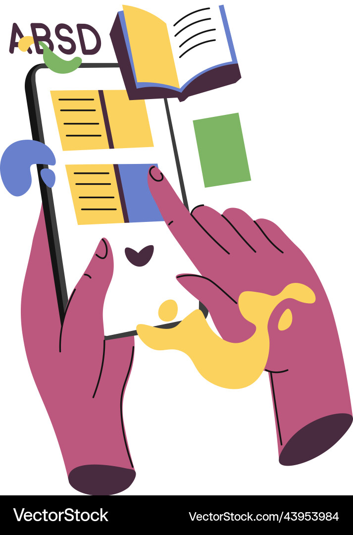 Telephone with electronic books online reading Vector Image