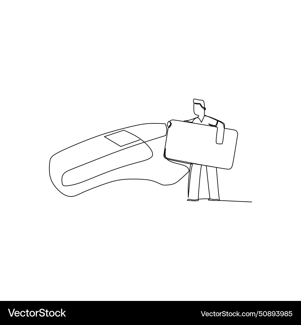 A man carries large credit card to make payment Vector Image