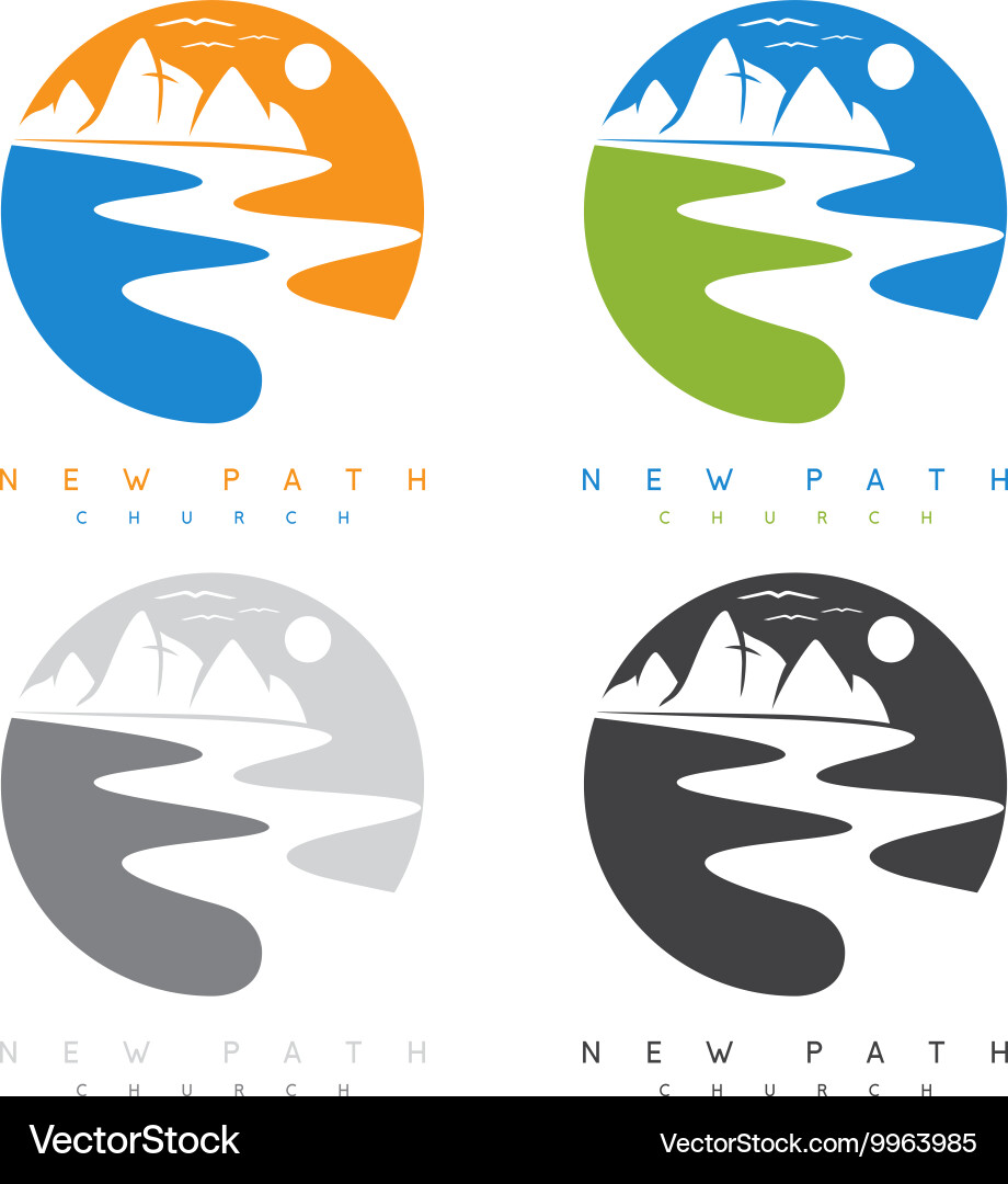 Abstract mountains and river in new path church Vector Image