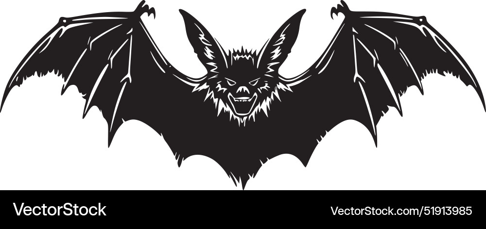Bat - black and white Royalty Free Vector Image