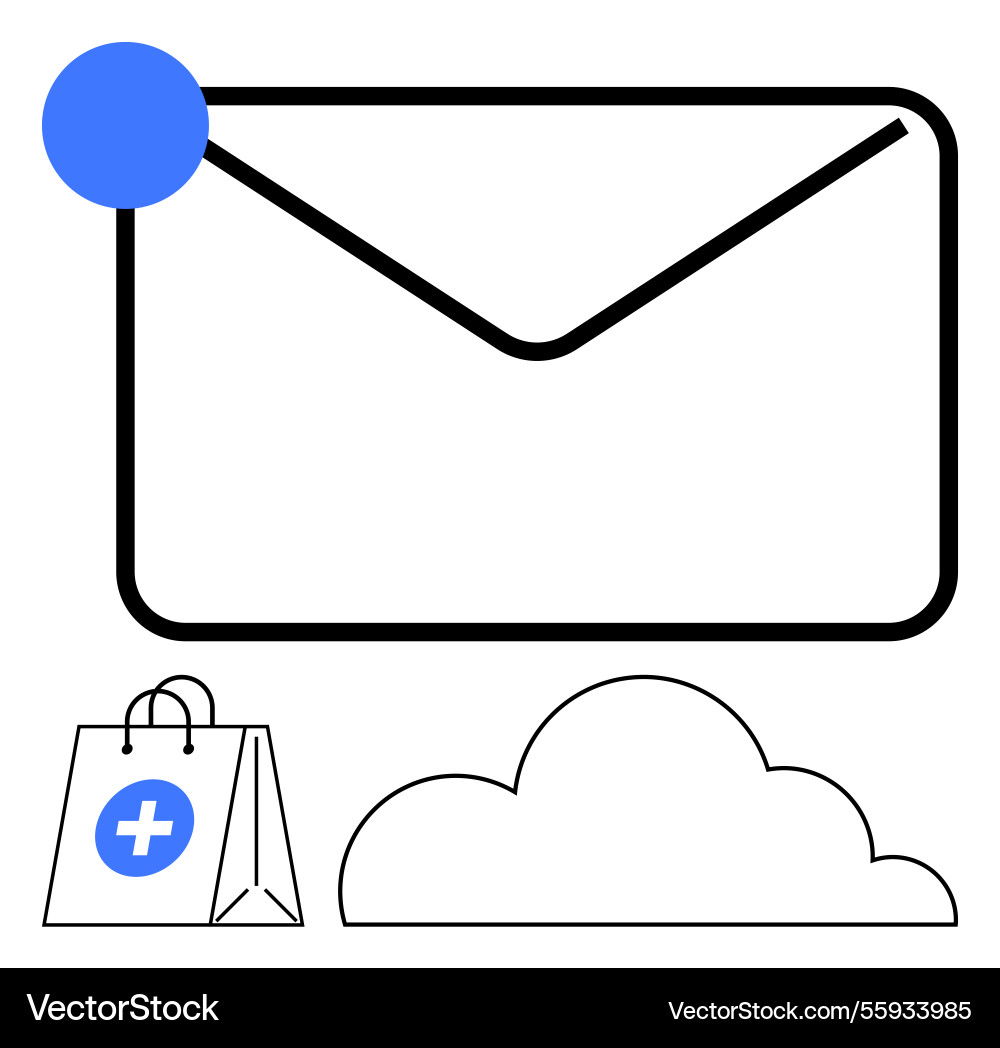 Email notification with blue alert symbol Vector Image