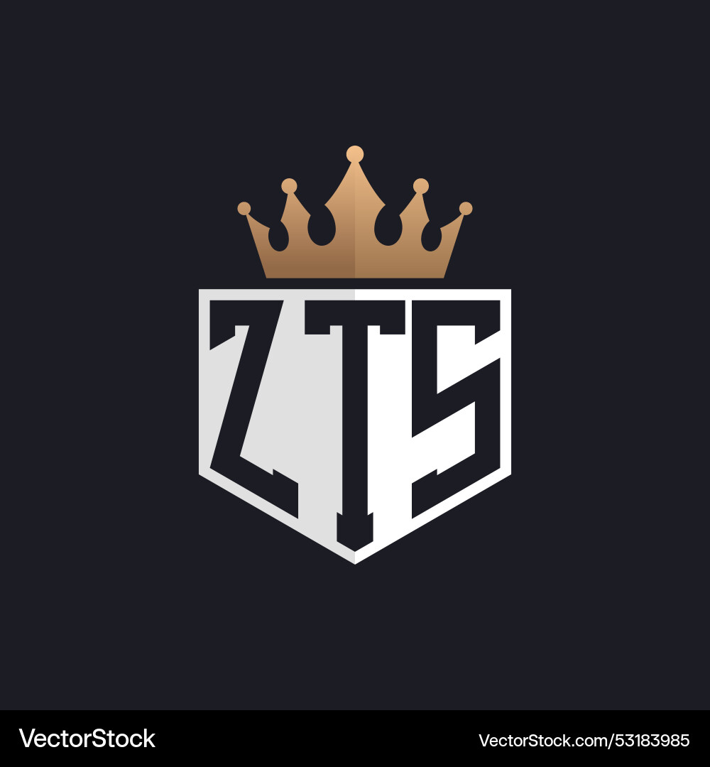 Luxury zts logo with crown elegant initials zts Vector Image