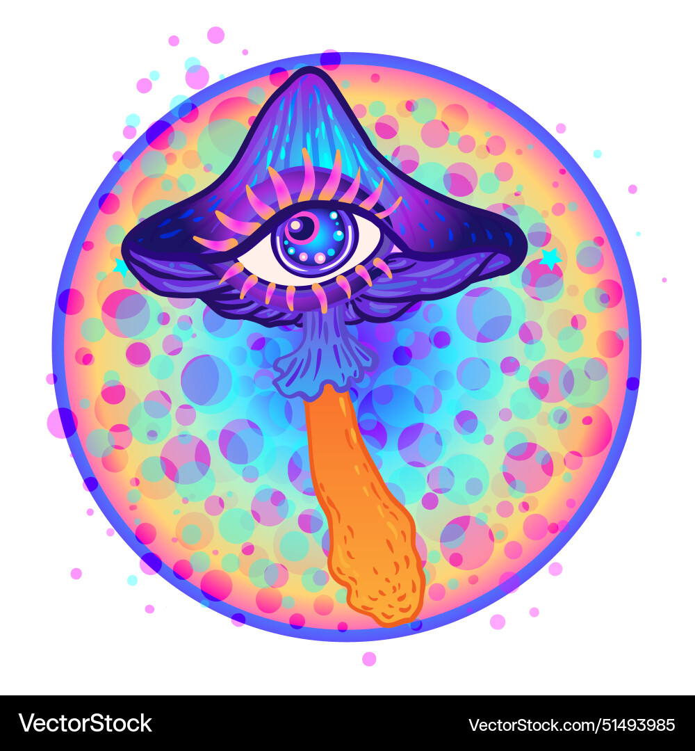 Magic mushroom with an eye psychedelic Royalty Free Vector