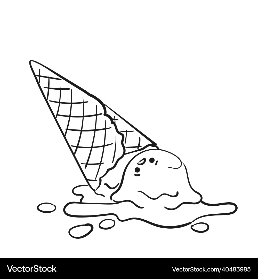Sad Dropped Ice Cream Royalty Free Vector Image