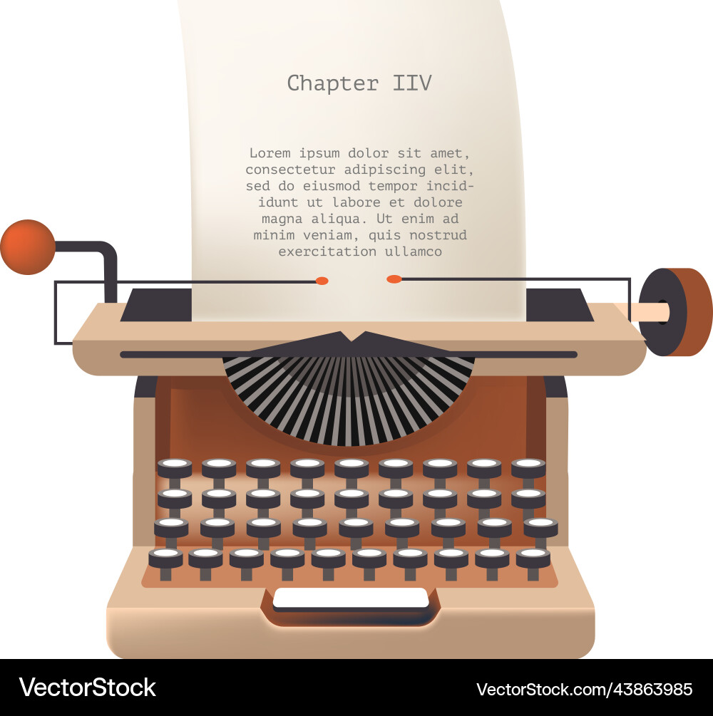 Vintage typing machine with chapter in process Vector Image