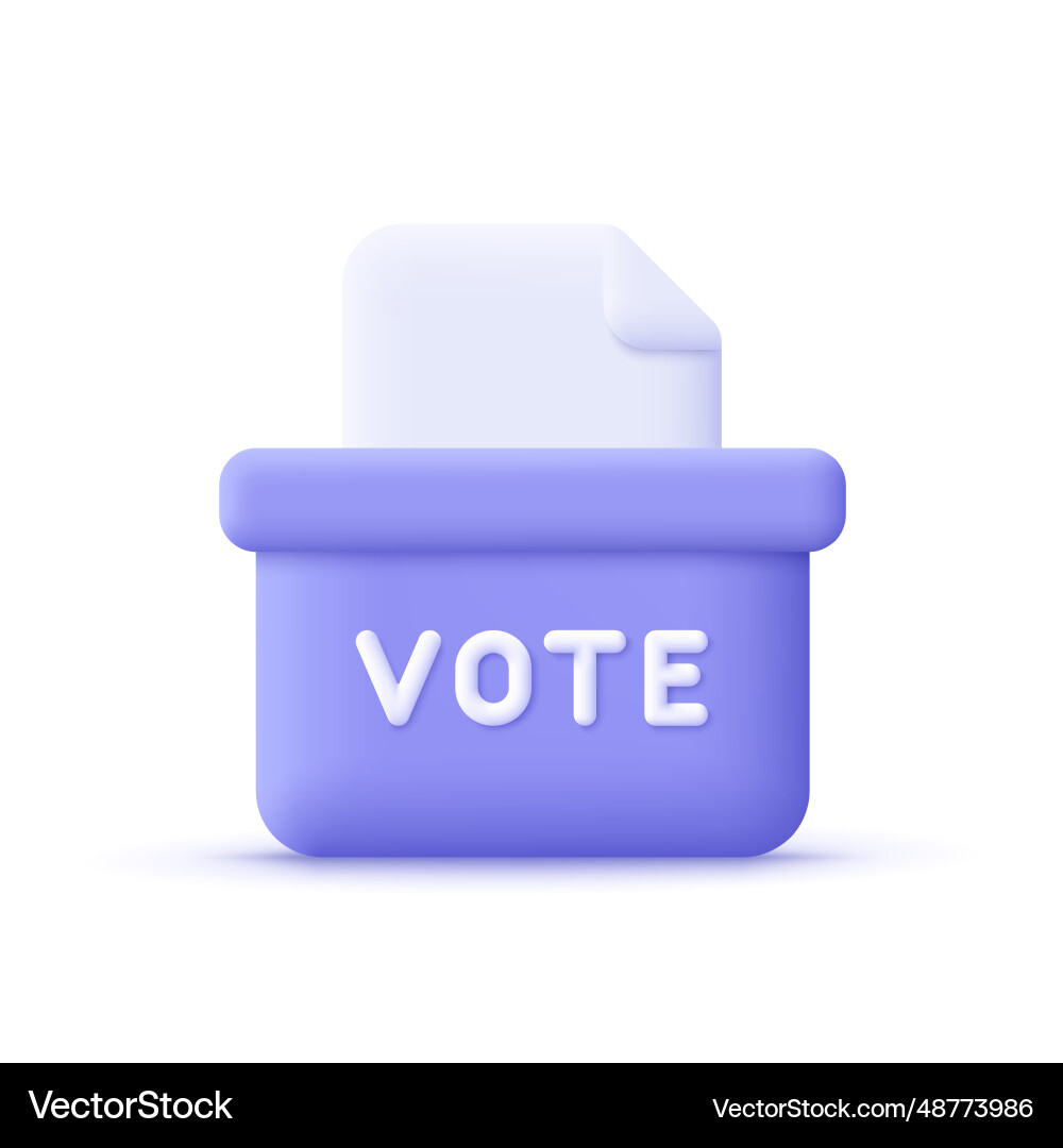 Ballot box voting concept 3d icon cartoon Vector Image