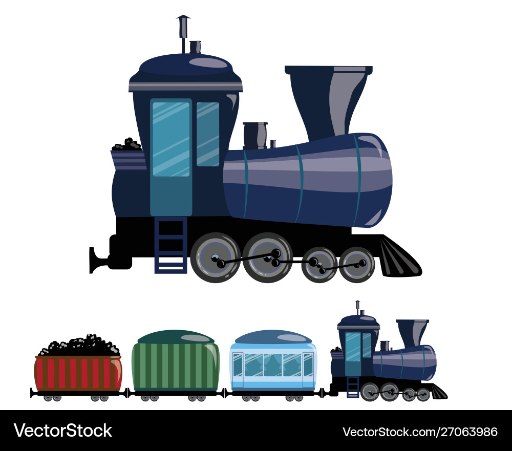Cartoon train a railway Royalty Free Vector Image