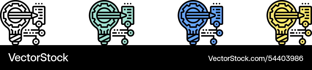 Creativity icon outline green blue and yellow Vector Image