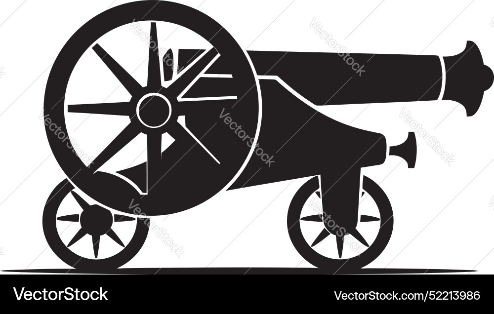 Elegant arsenal black cannon firearm emblematic Vector Image