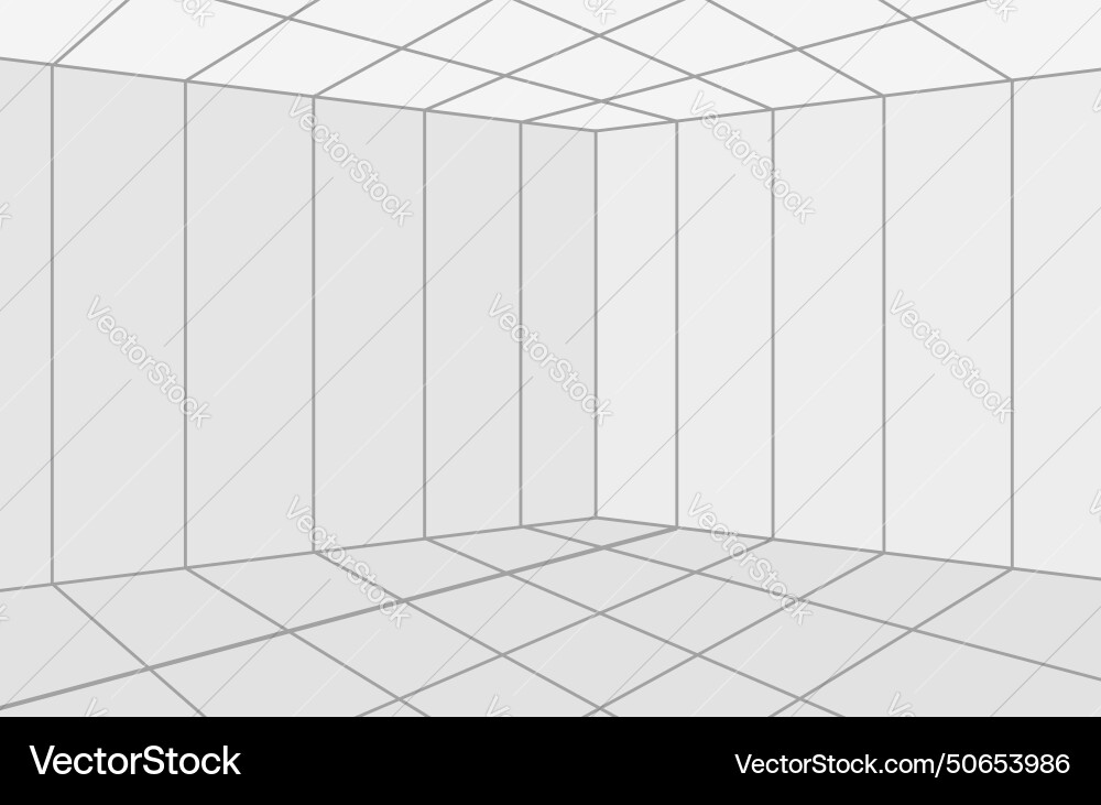 Grid perspective white room corner with gray Vector Image