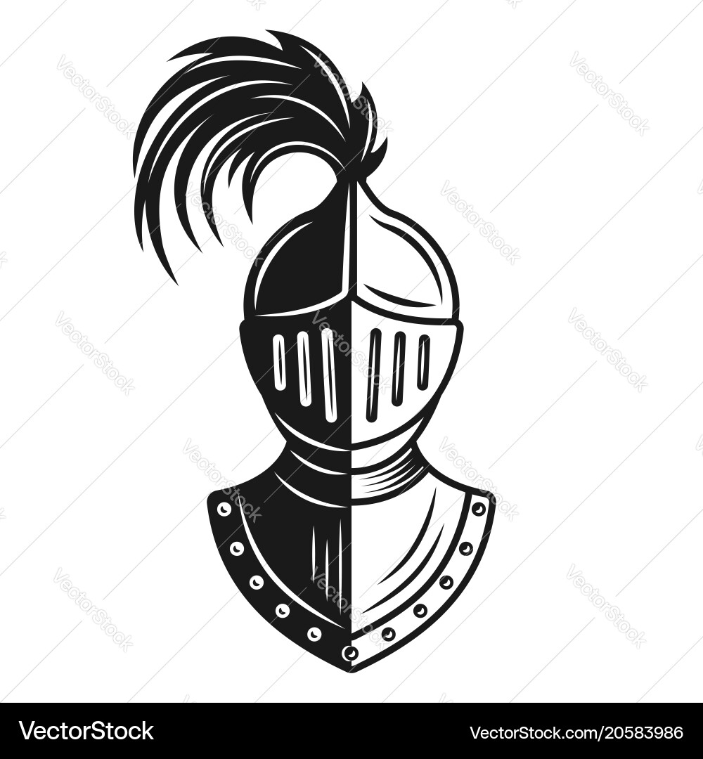 Knight helmet monochrome Royalty Free Vector Image