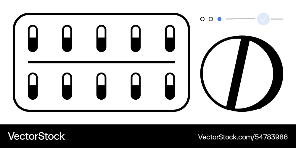 Medicine capsule blister pack and single tablet Vector Image