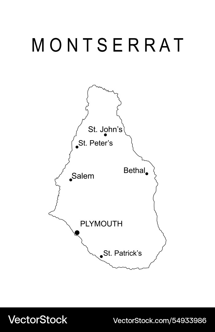 Montserrat line contour map silhouette Royalty Free Vector