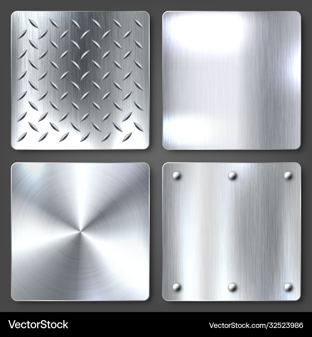 Realistic brushed metal textures set polished Vector Image