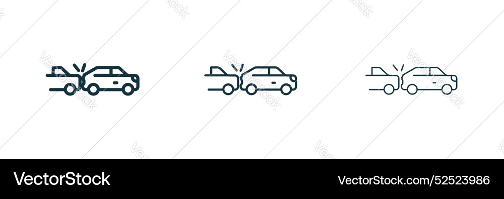 Rear end collision icon set black filled Vector Image