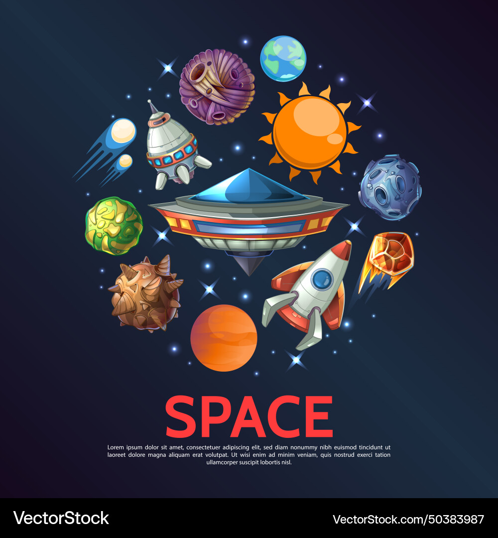Cartoon space round concept Royalty Free Vector Image