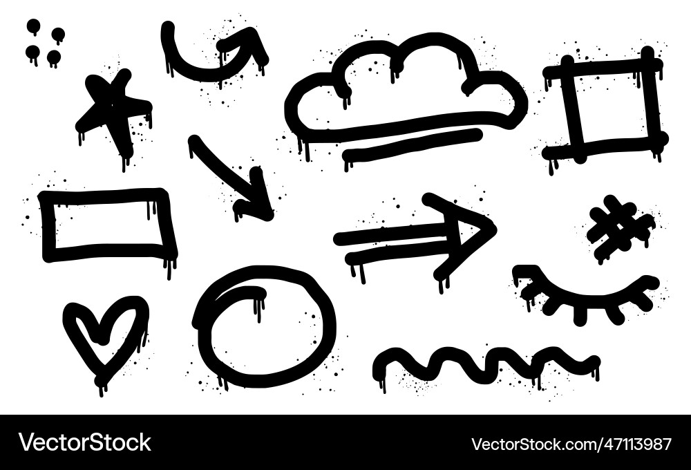 Collection of doodle spray painted graffiti Vector Image