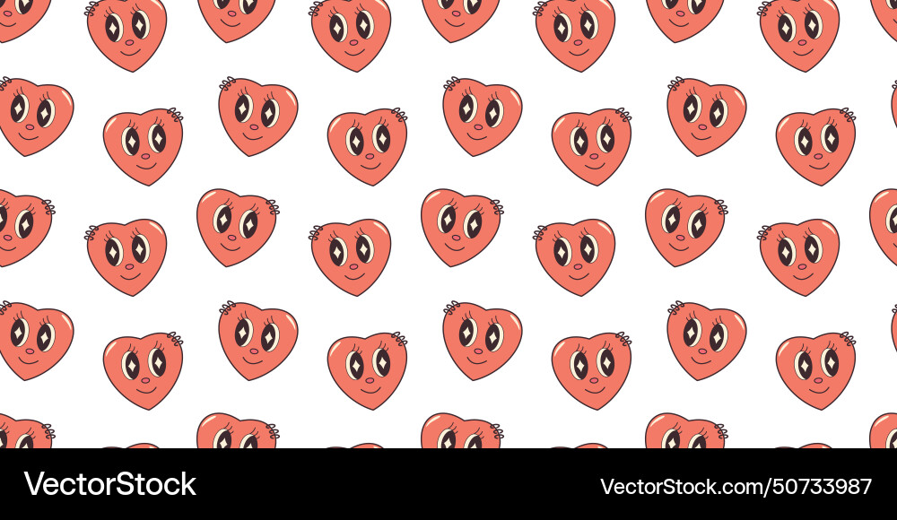 Groovy hearts seamless pattern psychedelic Vector Image