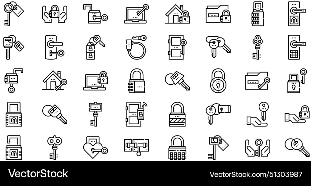 Keys and locks icons collection Royalty Free Vector Image