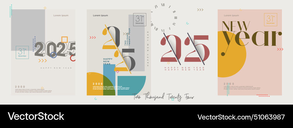 New year 2025 set with a unique classic retro Vector Image