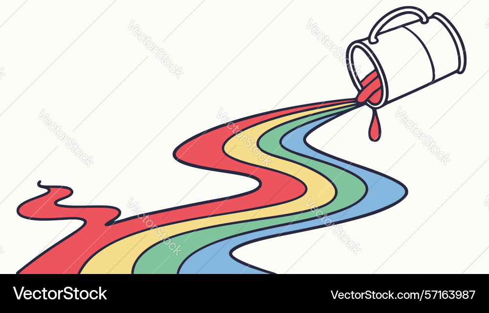 Paint bucket pouring rainbow artistic flow Vector Image