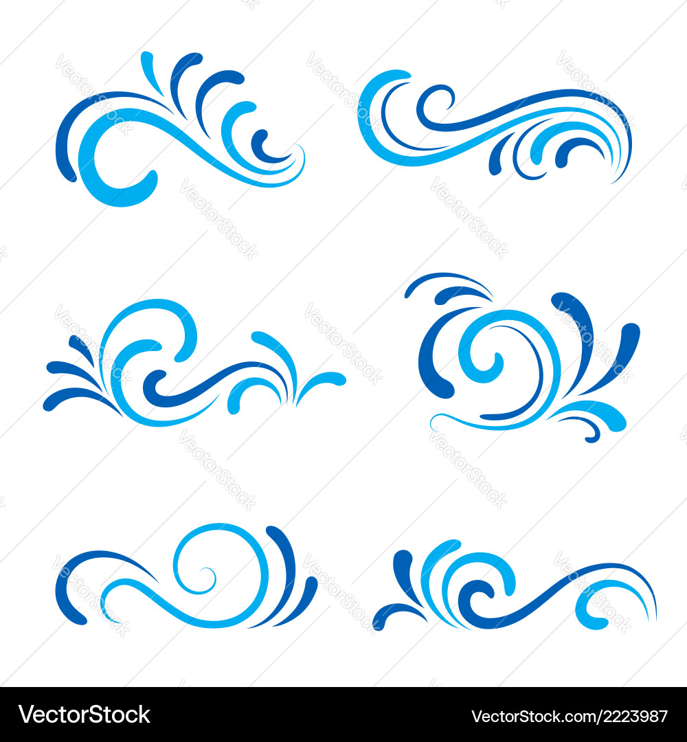 Wavy Water Icons - Decorative Swirls Royalty Free Vector