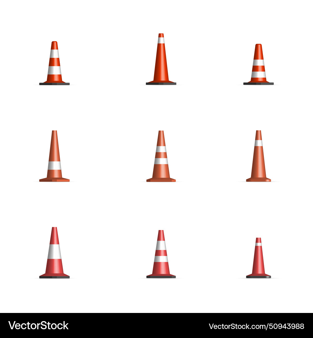 3d cone sign road repair Royalty Free Vector Image
