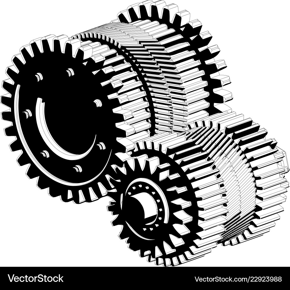 3d model of gears on a white Royalty Free Vector Image