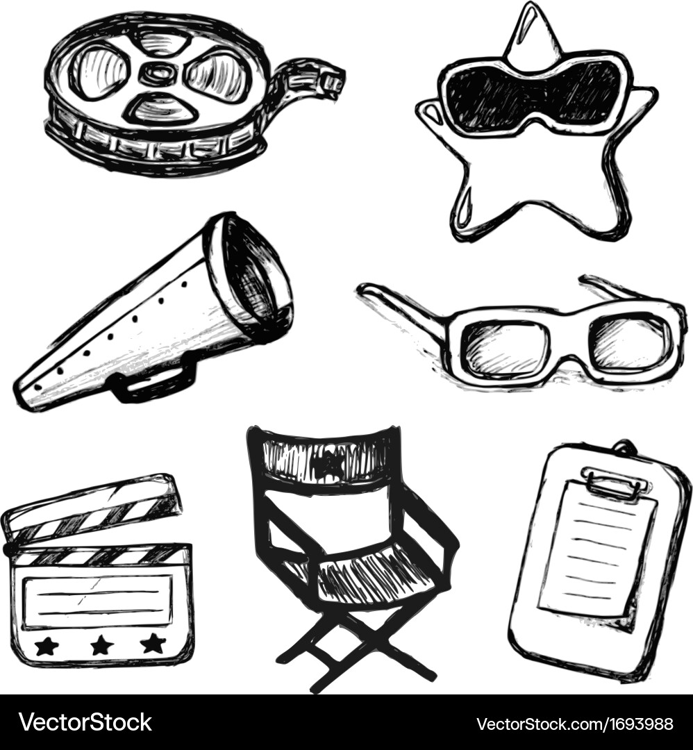 Cinema doodles icons Royalty Free Vector Image