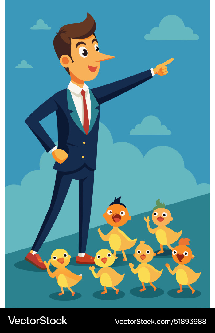 Confident leader guiding team to success Vector Image