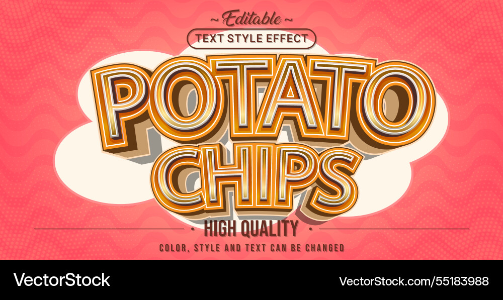 Editable text style effect - potato chips Vector Image