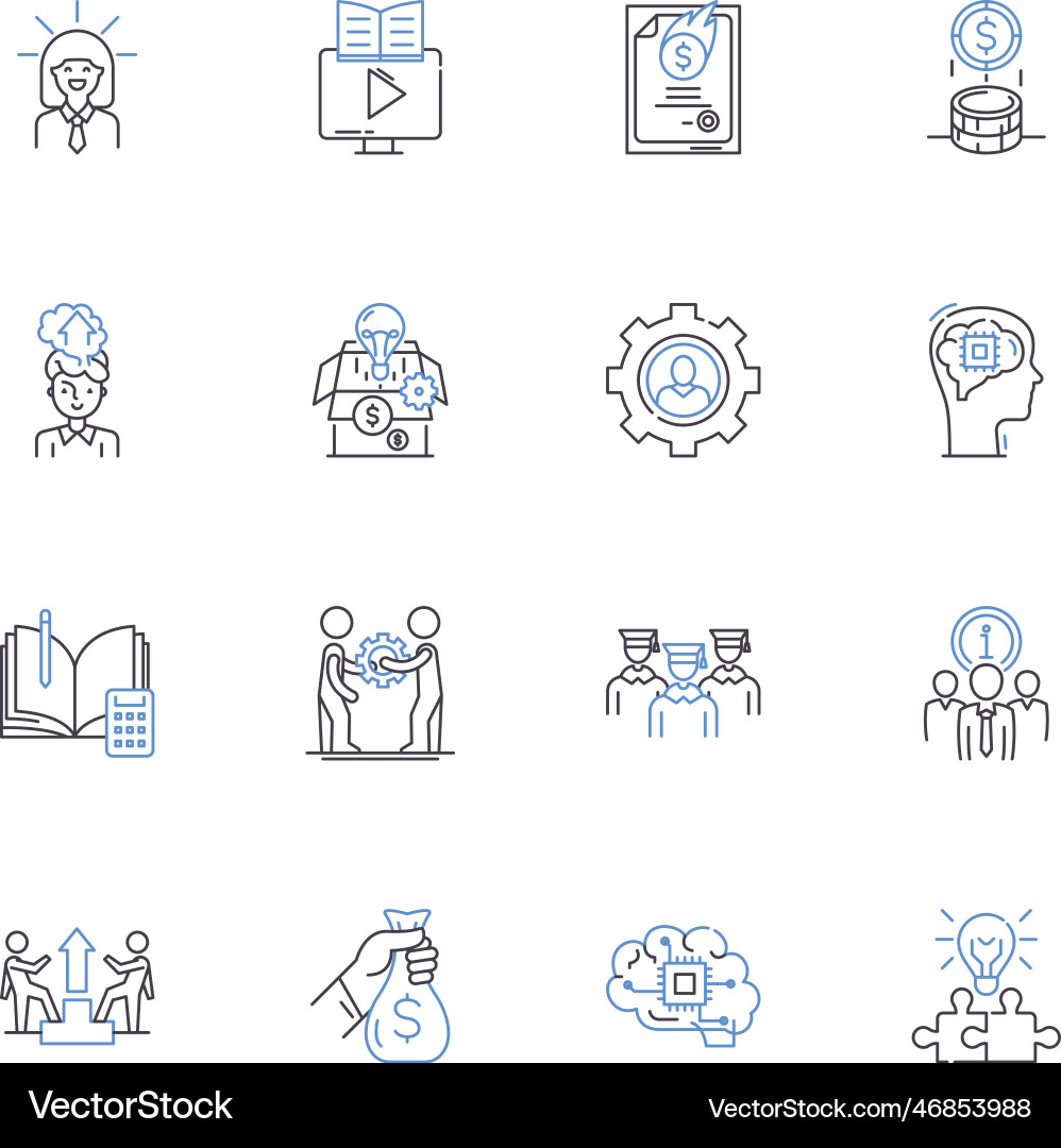 Initiative line icons collection courage Vector Image
