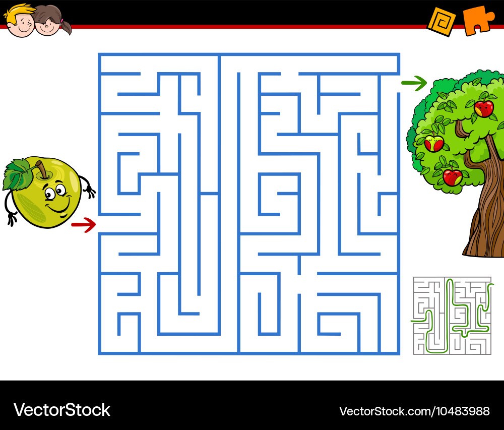 Maze activity task cartoon Royalty Free Vector Image