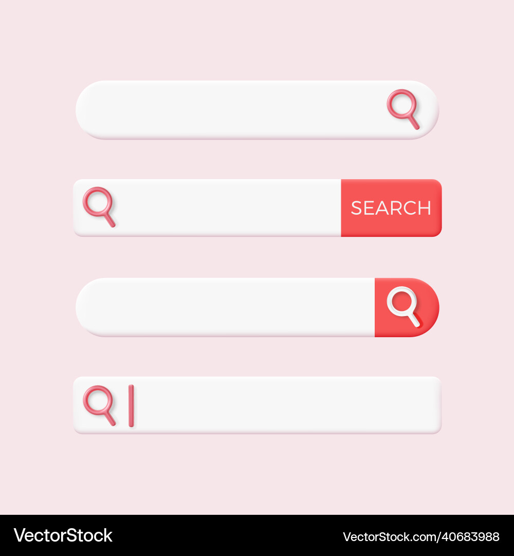 Set of search bar with magnifier concept find Vector Image