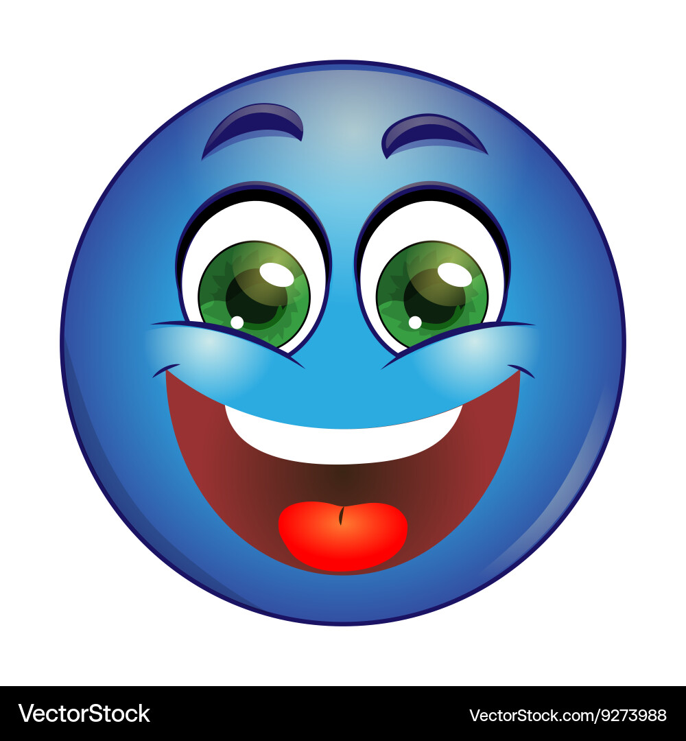 Smiling blue emoticon Royalty Free Vector Image